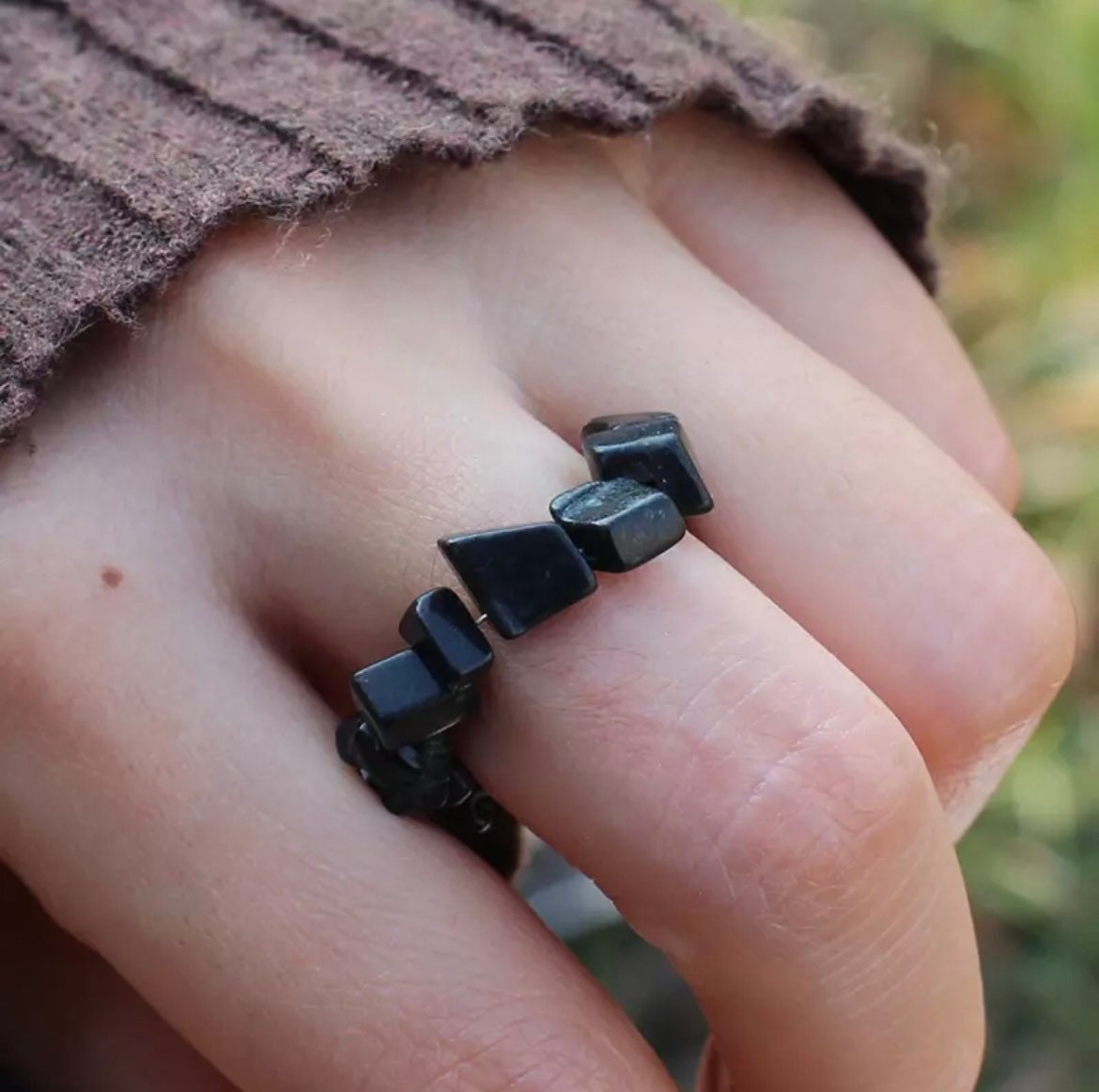 Obsidian Ring and Bracelet Gift Set with Jewelry Box | Etsy
