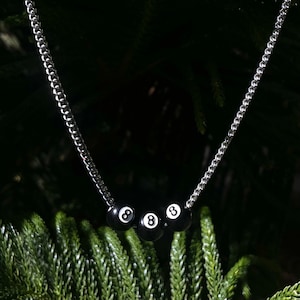 8 Ball Necklace - Cuban Chain - 888 Angel Number Jewelry - Spiritual ...