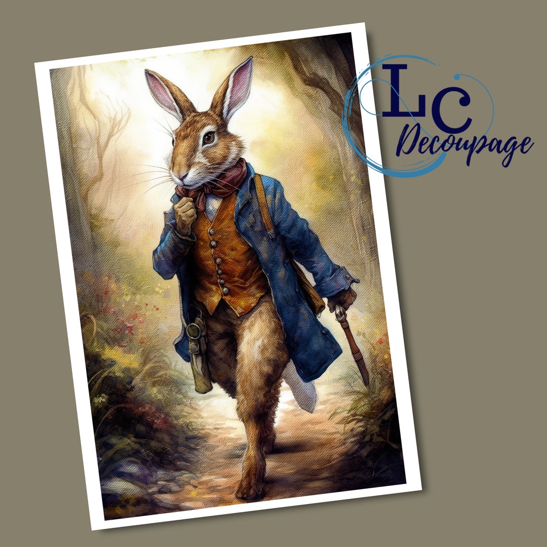 Decoupage Rice Paper, A3 Decoupage Paper, Rabbit Image, Decoupage ...