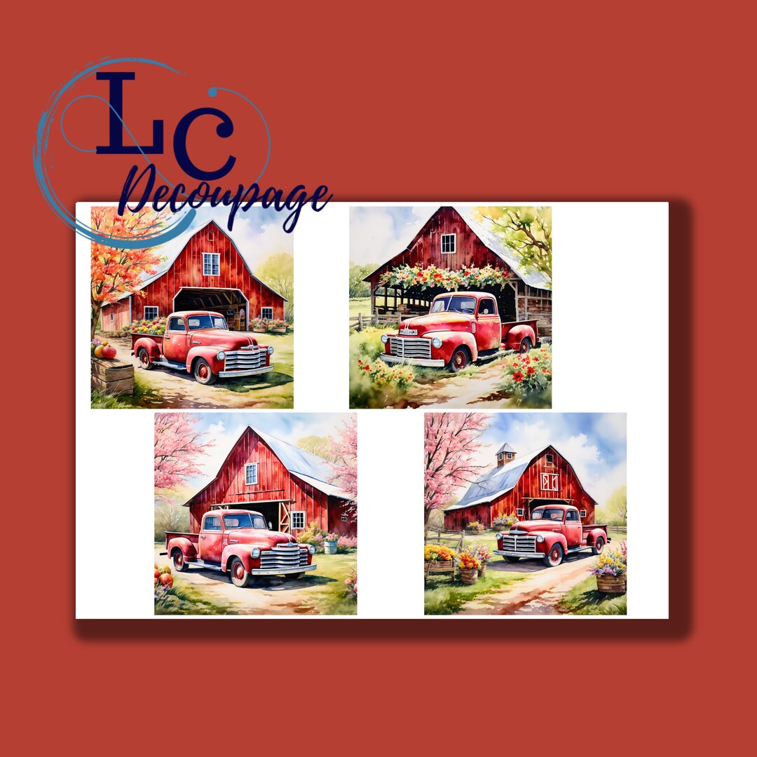 Decoupage Rice Paper, Coaster Design, Decoupage Paper, Car and Barn ...