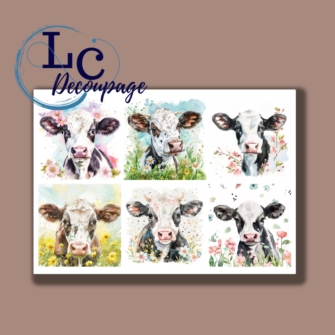 Decoupage Rice Paper, A4 Decoupage Paper, Cow Image, Decorative Image ...