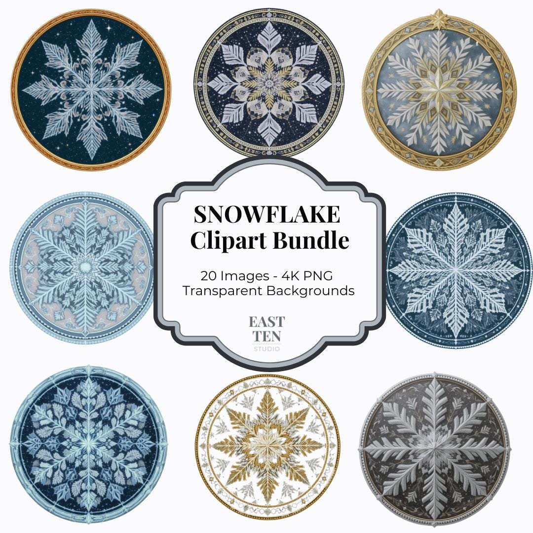 Snowflake Clipart Bundle – 20 Transparent PNG, Commercial Use - Etsy