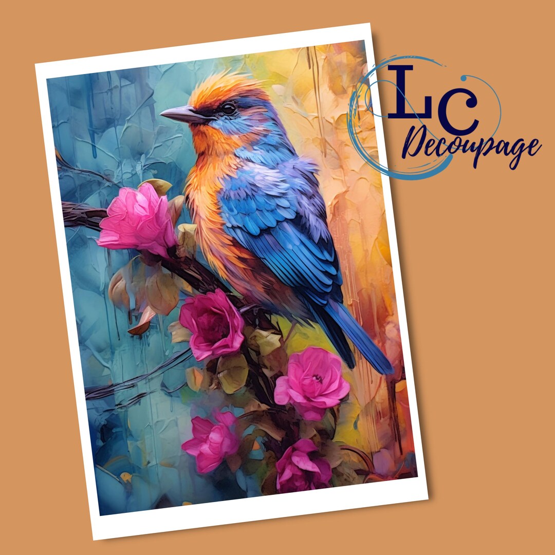 Decoupage Rice Paper, A4 and A3 Decoupage Paper, Bird Image, Decorative ...