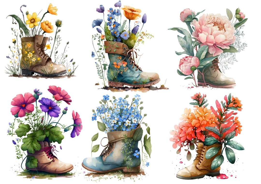Decoupage Rice Paper, LC Collection, A4 Decoupage Paper, Flower Boots ...