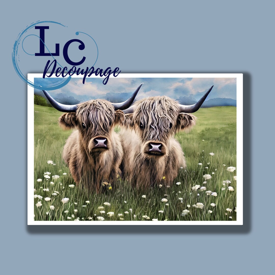 Decoupage Rice Paper, A4 and A3 Decoupage Paper, Cow Image, Decoupage ...