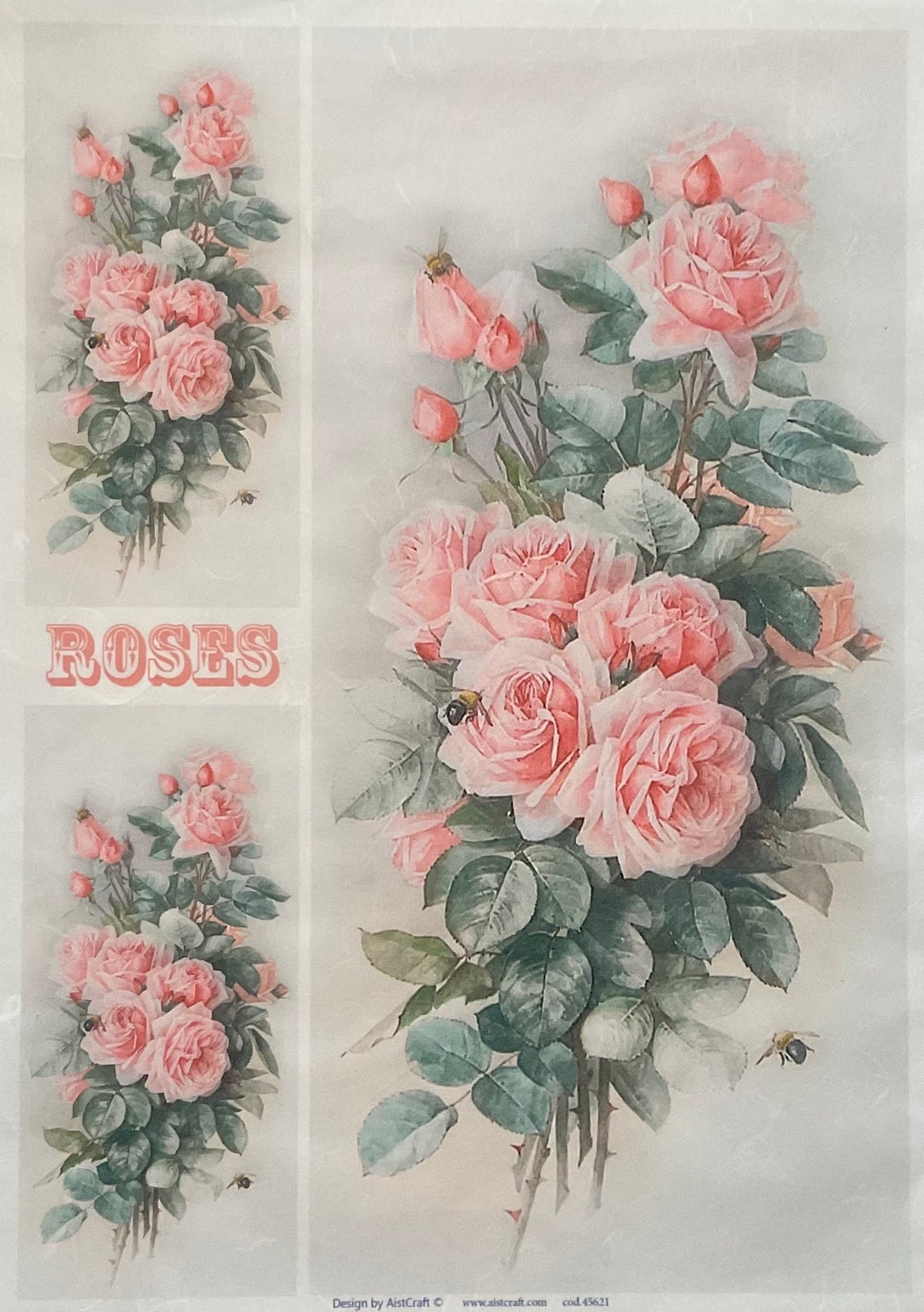 Decoupage Rice Paper Roses Rice Paper Craft Supplies DIY - Etsy