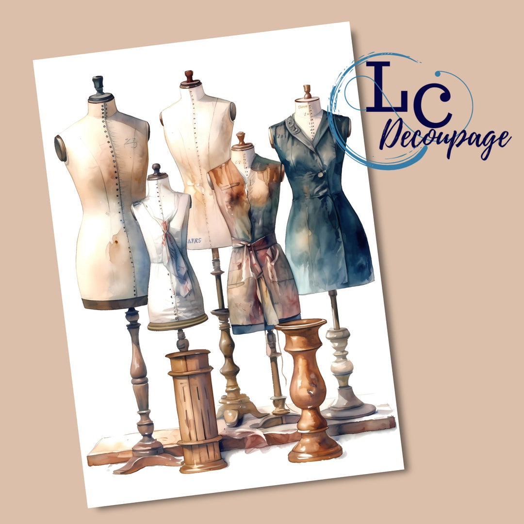 Decoupage Rice Paper, A3 & A4 Decoupage Paper, Dress Form Image ...