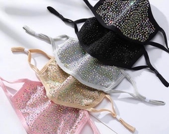 Bling Bling Rhinestone Face Covering NEW METAL COLORS - Etsy