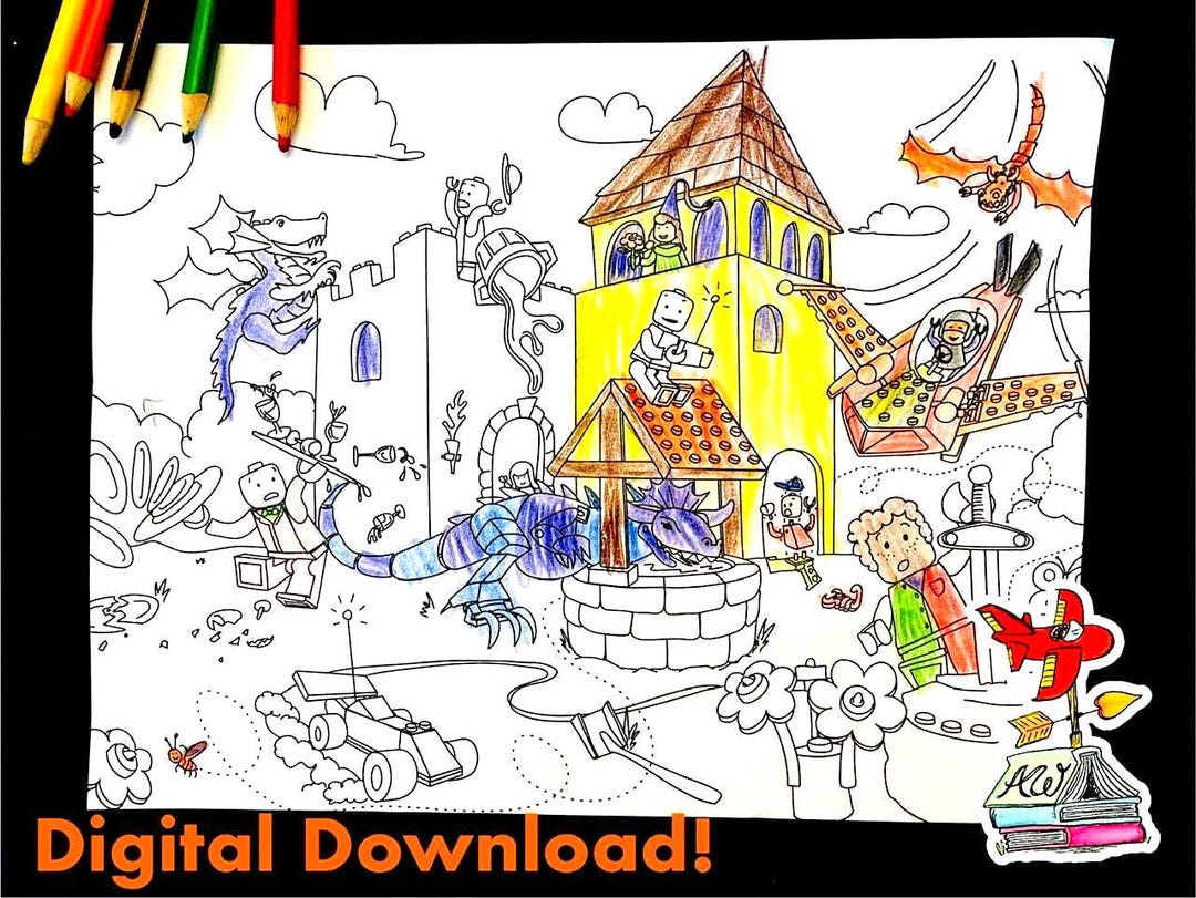 Printable Building Blocks Coloring Page - Etsy