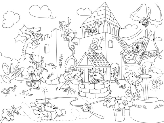 Printable Building Blocks Coloring Page | Etsy