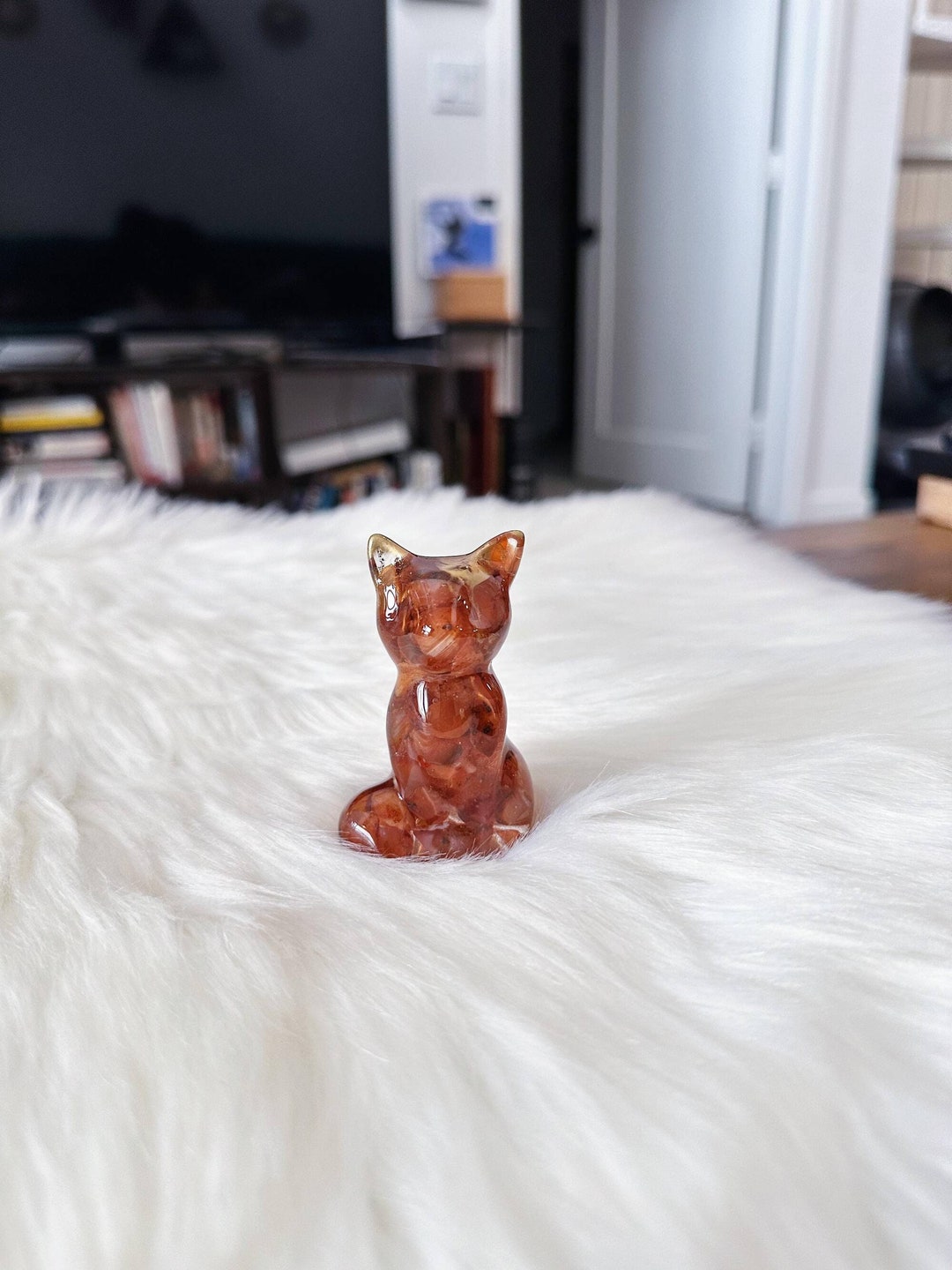 Crystal Carnelian Fox | Resin Figurine, Esoteric Decor, Floral Art ...