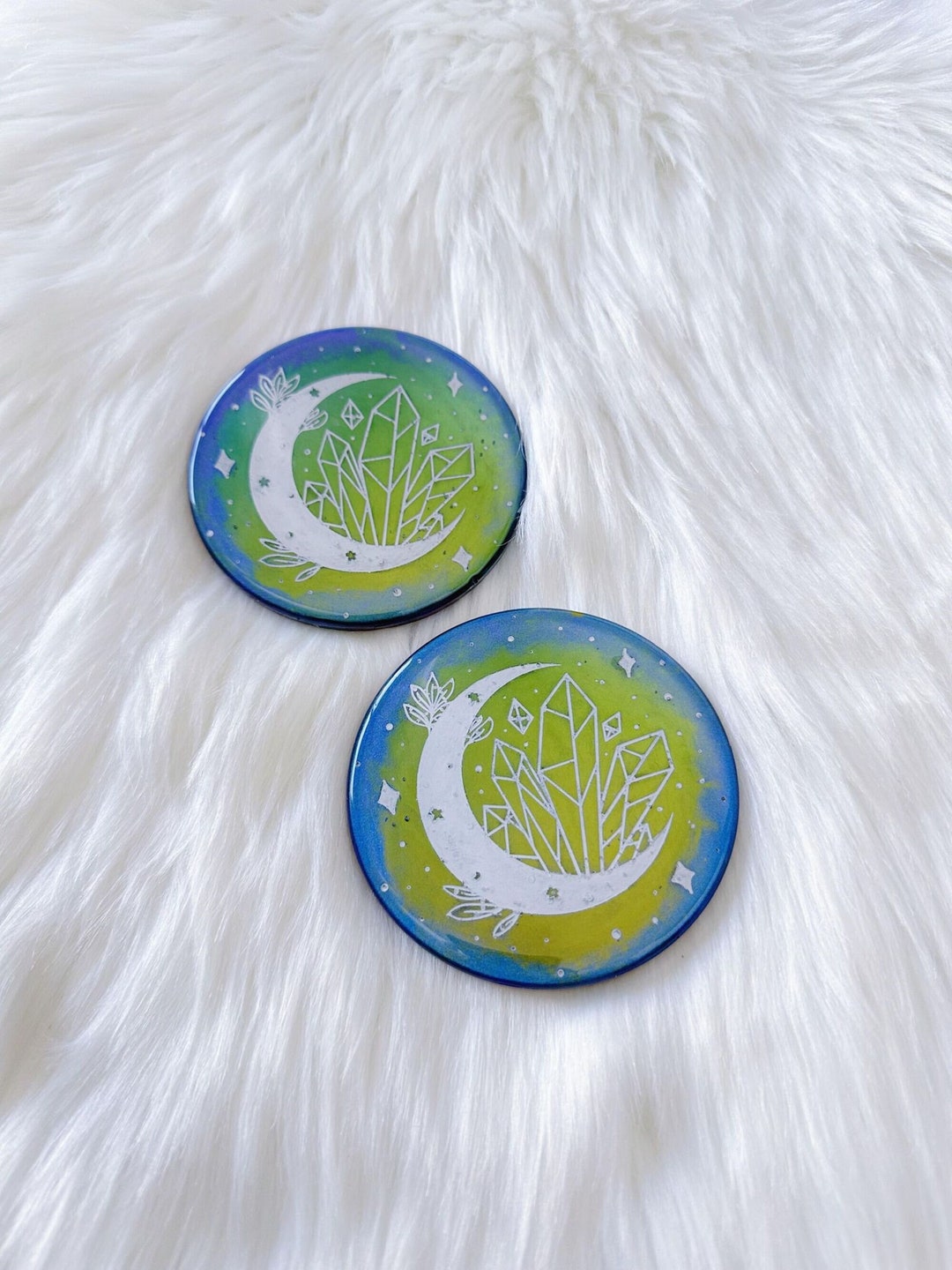 Multiple Color Options Moon Crystals Coasters sets of 2 - Etsy