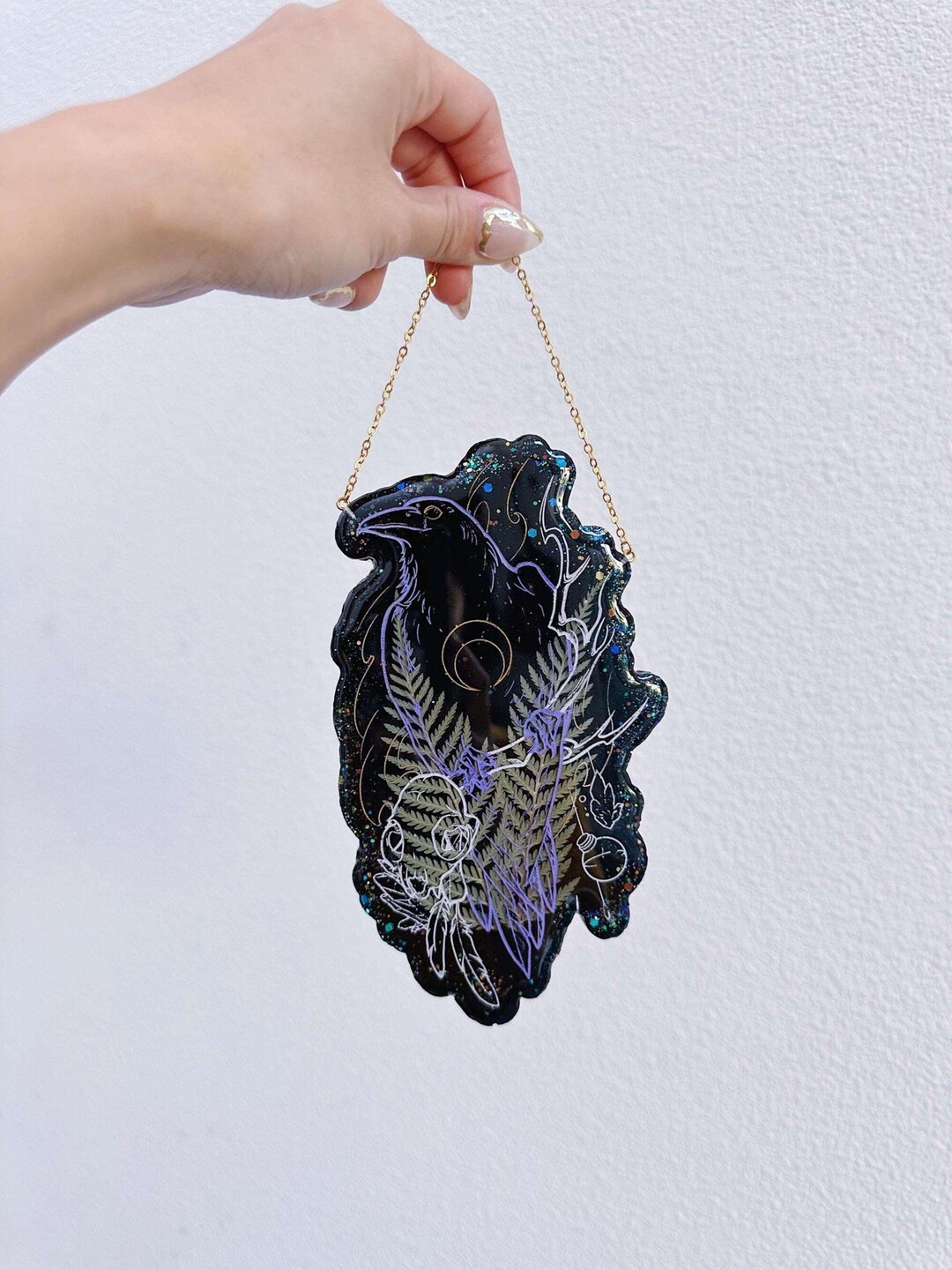 Omen Crow Wall Art Resin Wall Hanging, Wall Art, Wall Decor, Floral Art ...