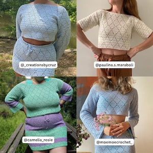 Crochet Diamond Mesh Top Pattern Cotton Summer/spring Shirt & Beach ...