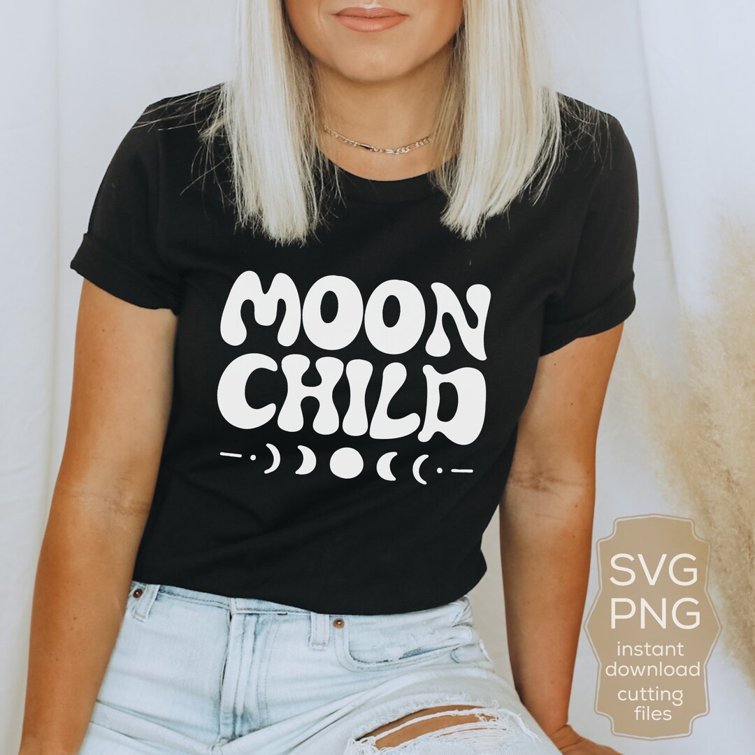 Moon Child SVG: Hippie Retro Moon Phase Cut File (digital Download) - Etsy