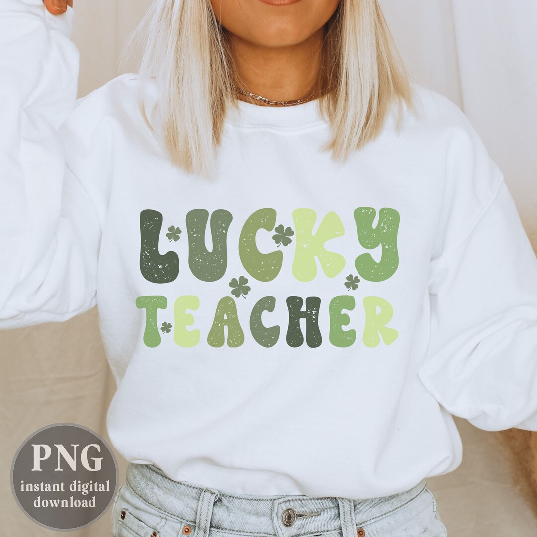 Lucky Teacher Png, Retro St. Patrick's Day PNG Sublimation, St Patricks ...