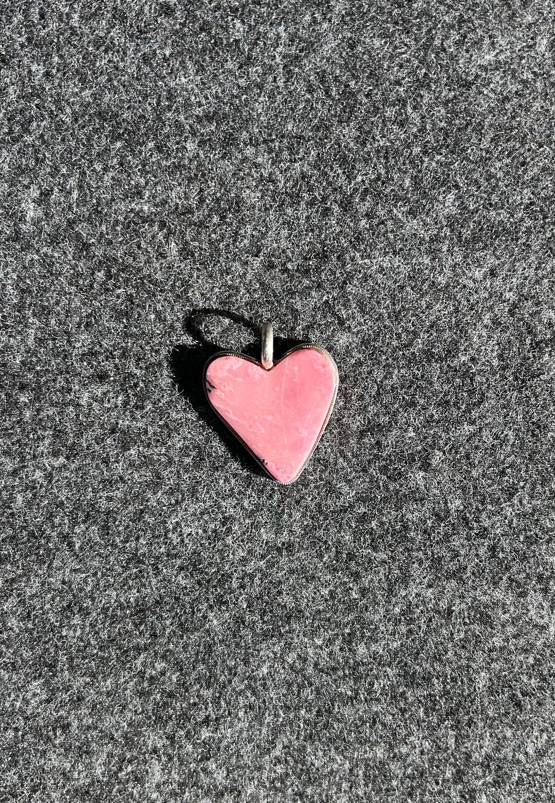 Handmade Rhodonite Heart Stone Pendant - Etsy