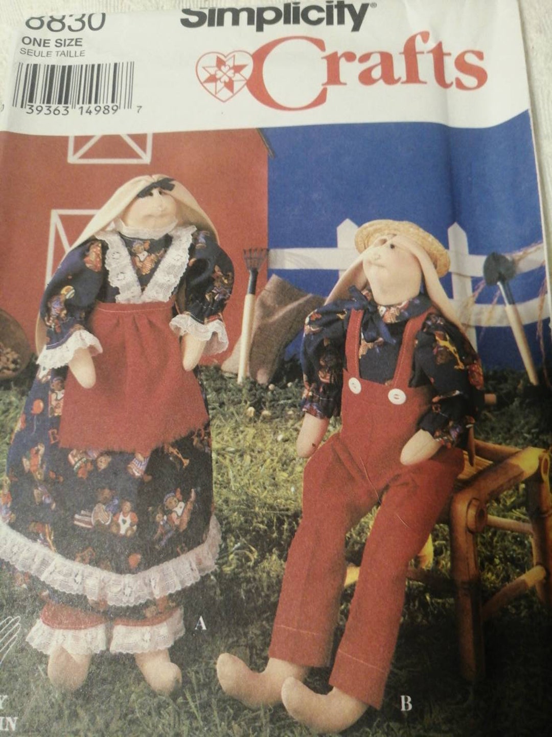 Uncut Vintage Simplicity Pattern Rabbit and Clothes 8830 - Etsy