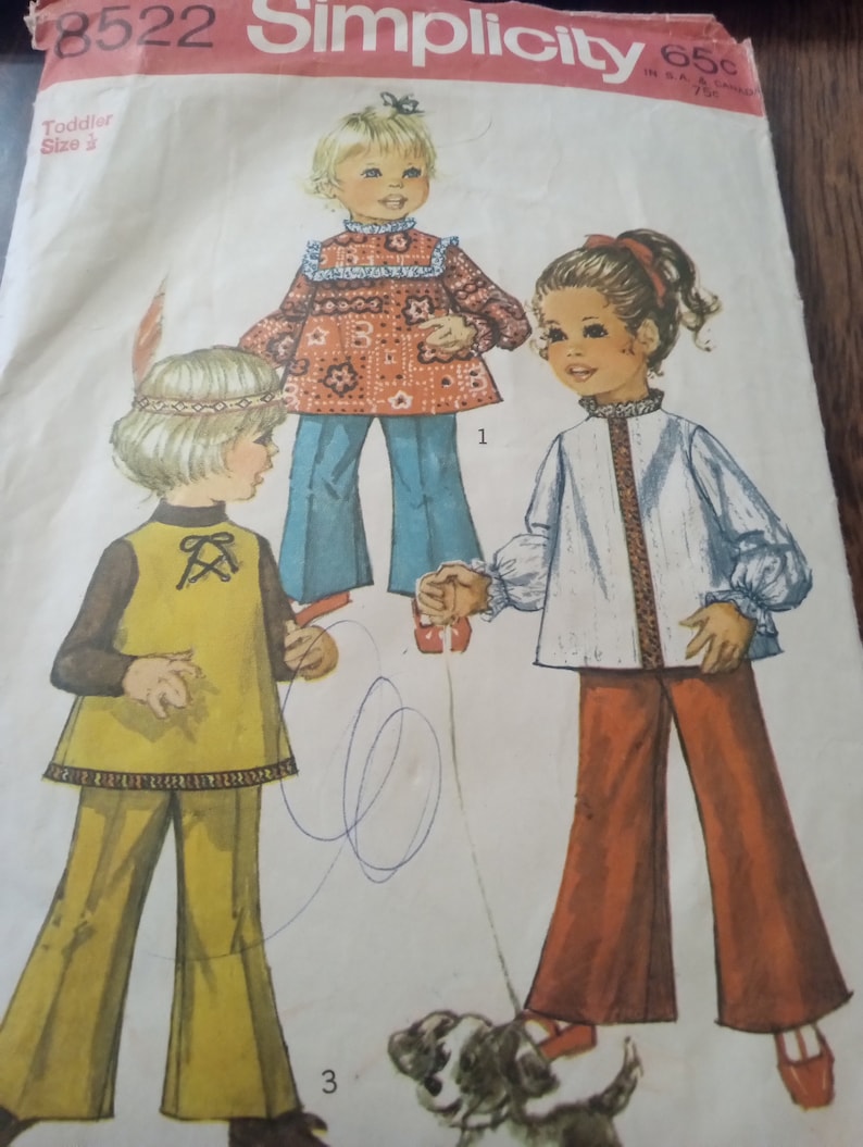 Vintage Simplicity 8522 Size 1/2 Toddler Top and Bell Bottom Pants - Etsy