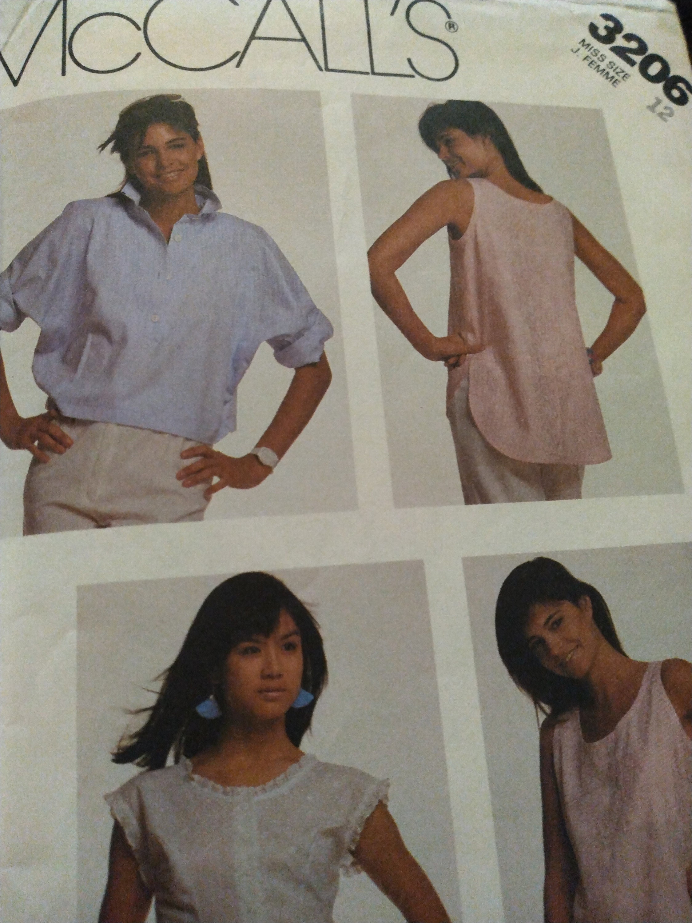 Mccalls 3206 Size 12 Misses Top Pattern - Etsy