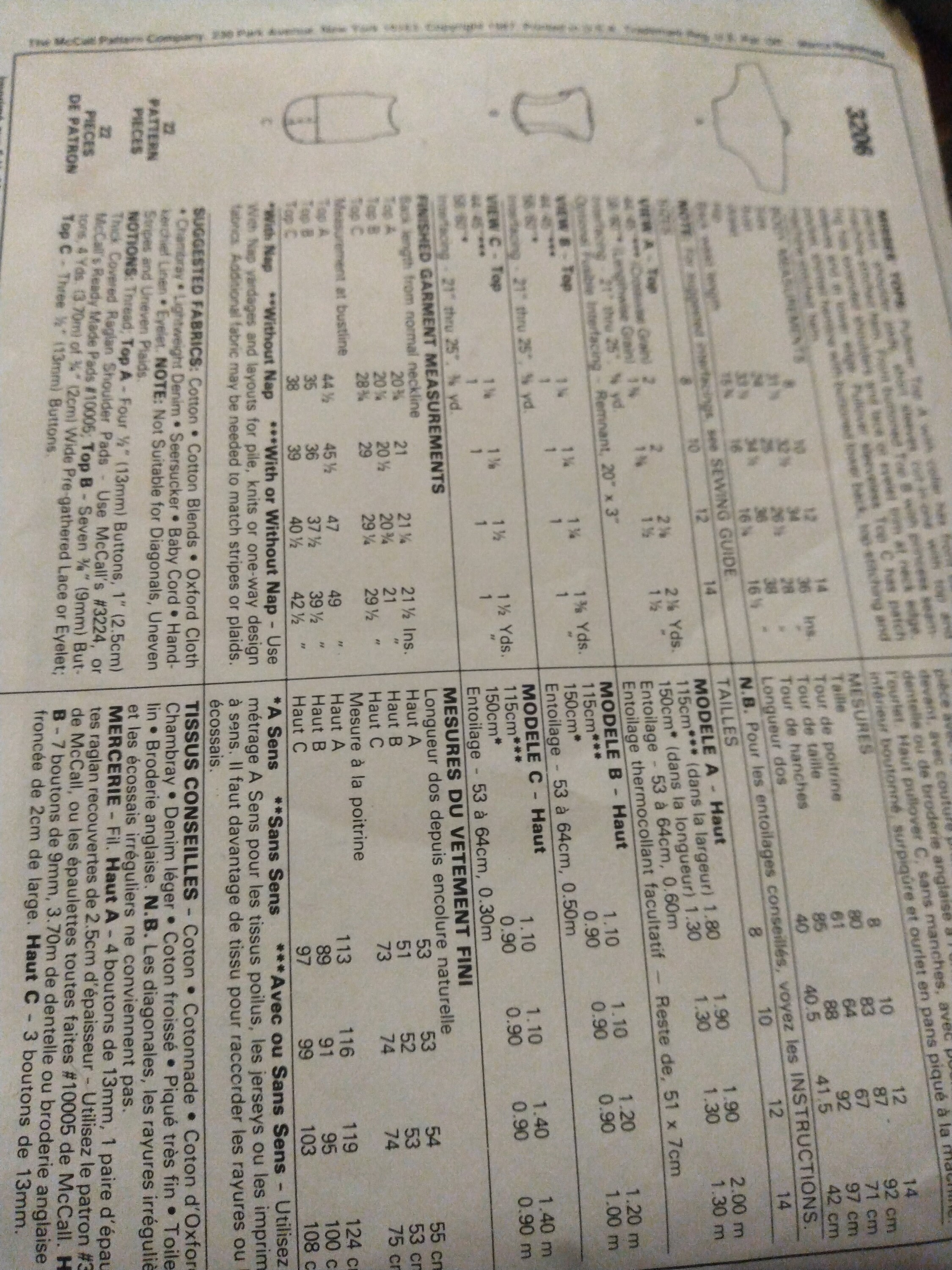 Mccalls 3206 Size 12 Misses Top Pattern - Etsy