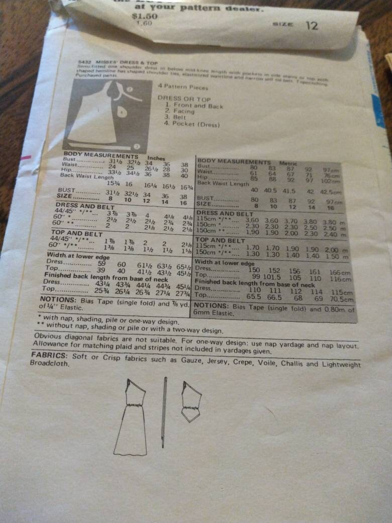 Butterick Fast and Easy 5432 Misses Dress and Top Uncut - Etsy