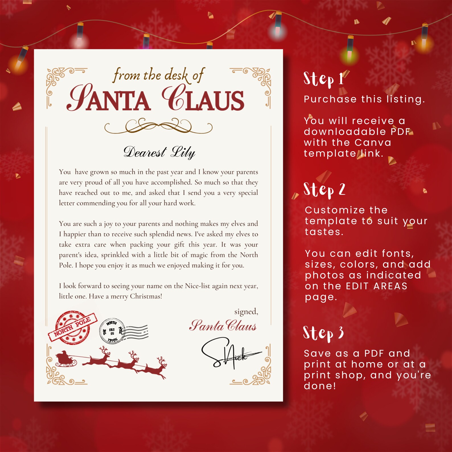 Editable Letter From Santa Claus - Etsy