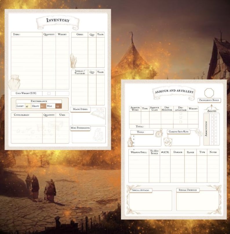 Dnd 5E Character Sheet PDF Printable/download - Etsy