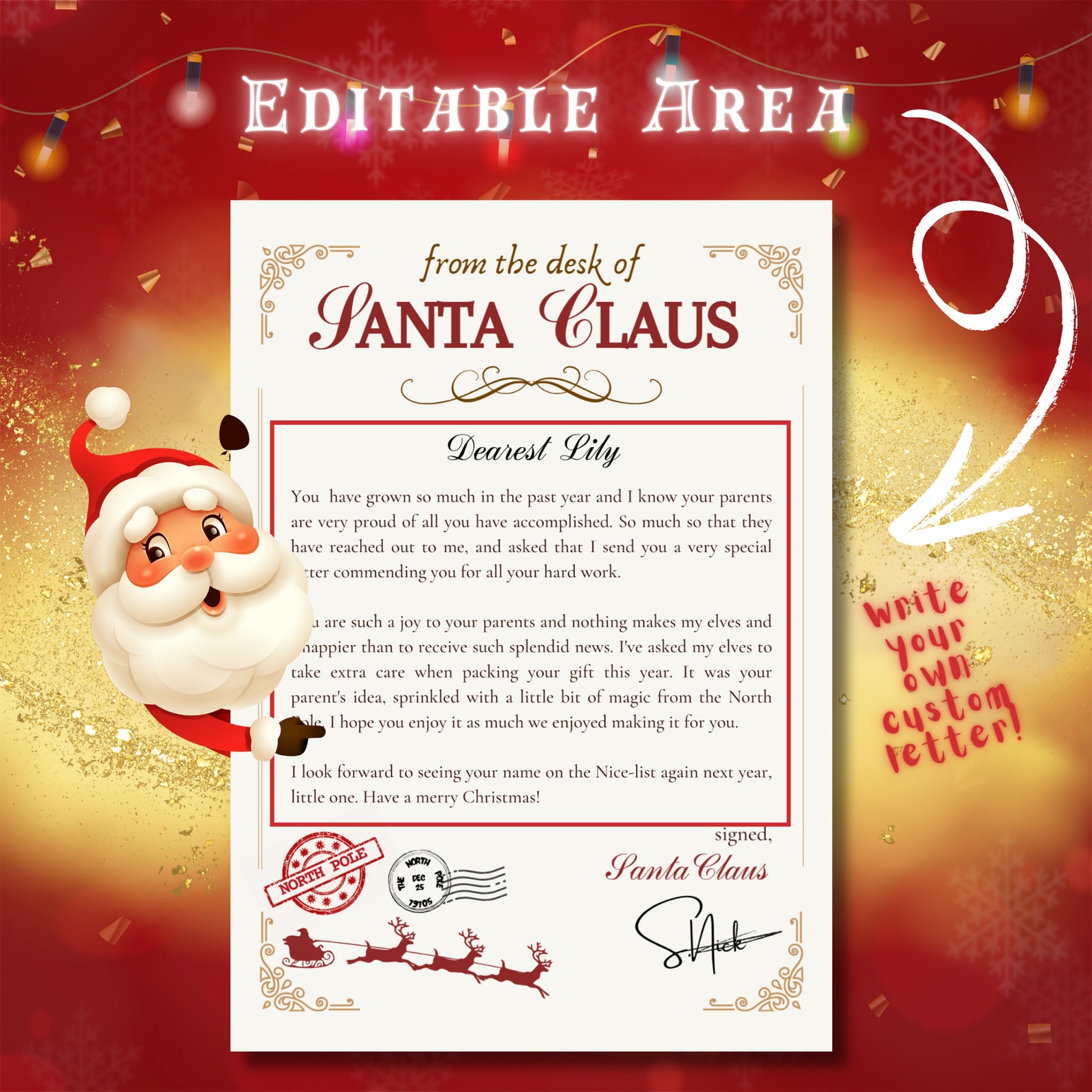 Editable Letter From Santa Claus - Etsy