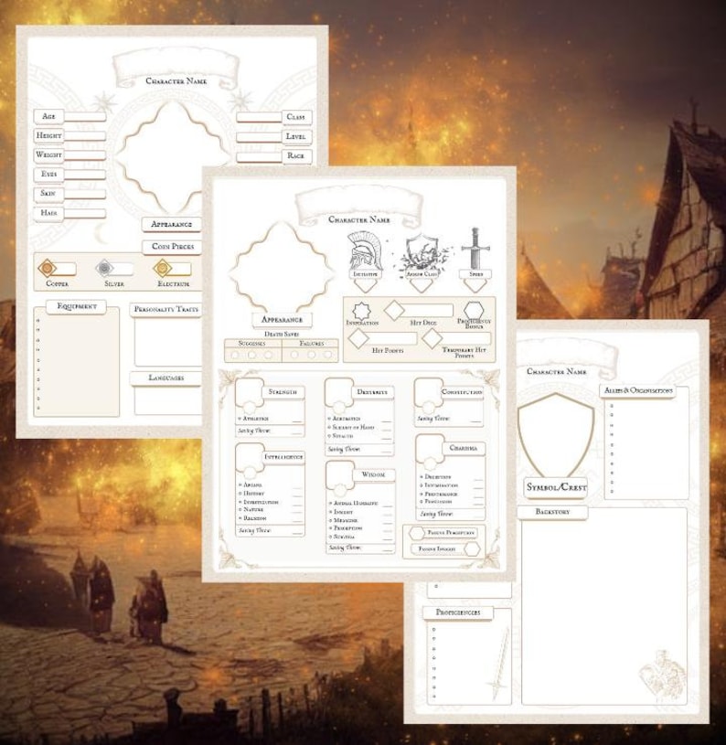 Dnd 5E Character Sheet PDF Printable/download - Etsy