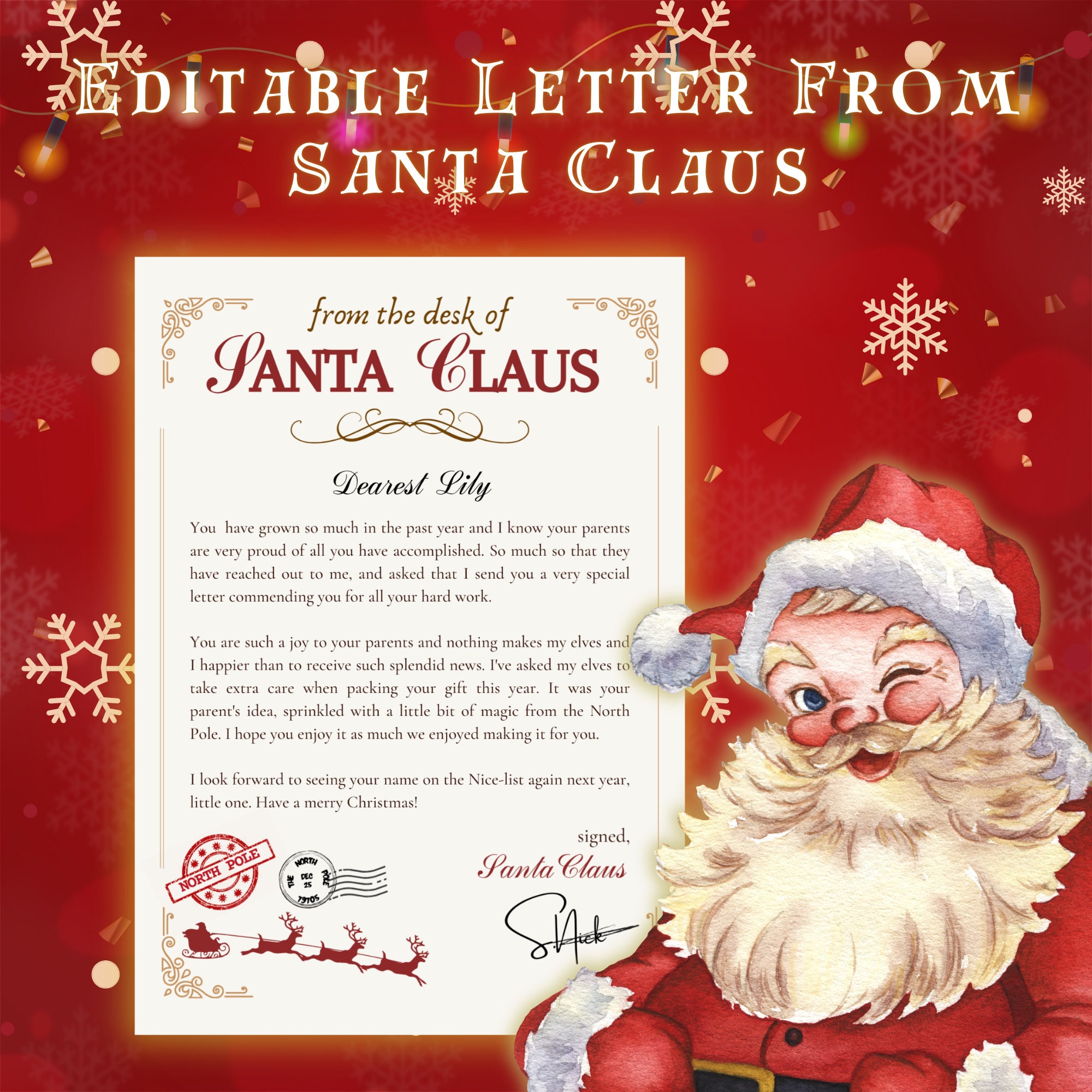 Editable Letter From Santa Claus - Etsy
