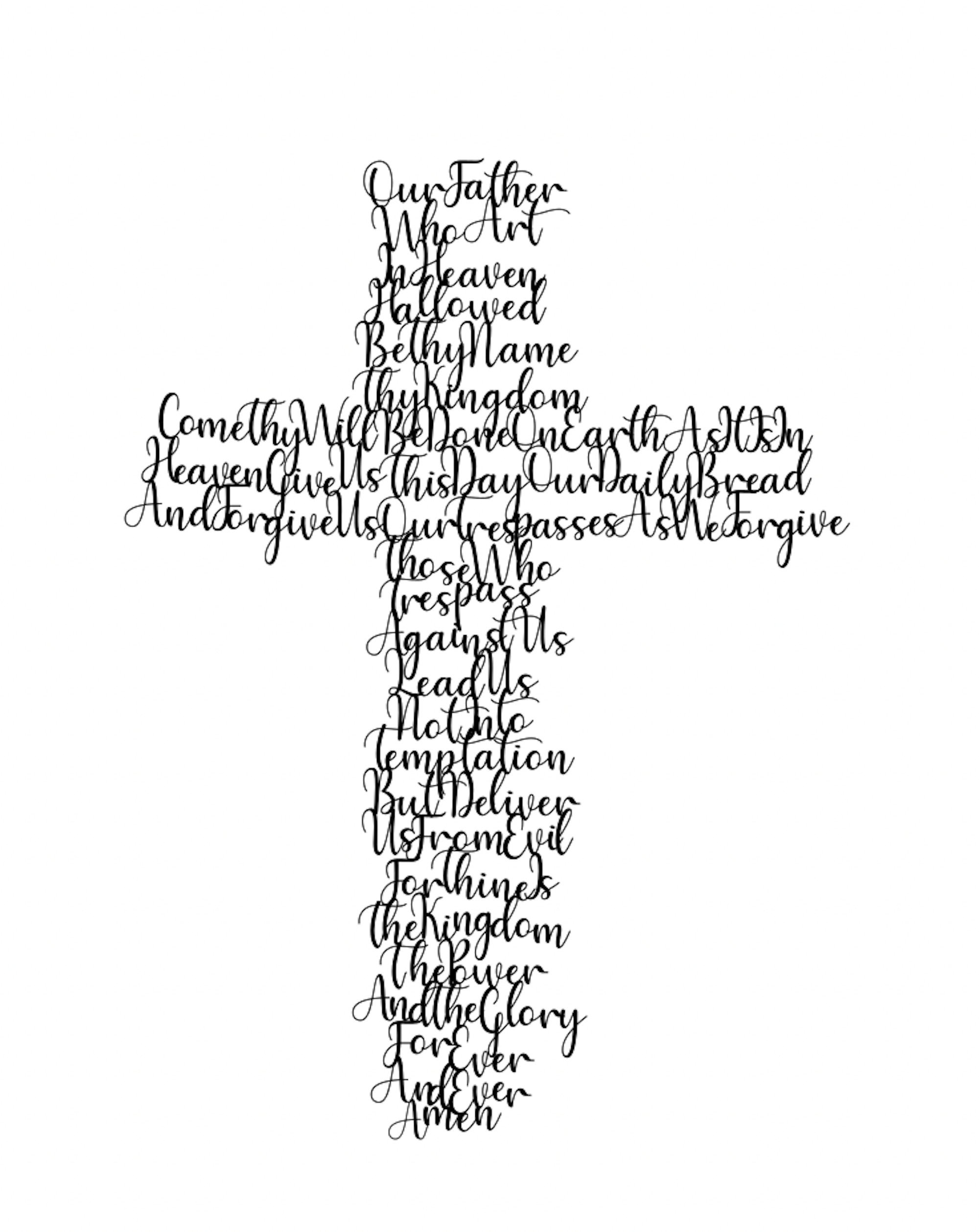 The Lords Prayer in shape of Cross SVG File digital download | Etsy