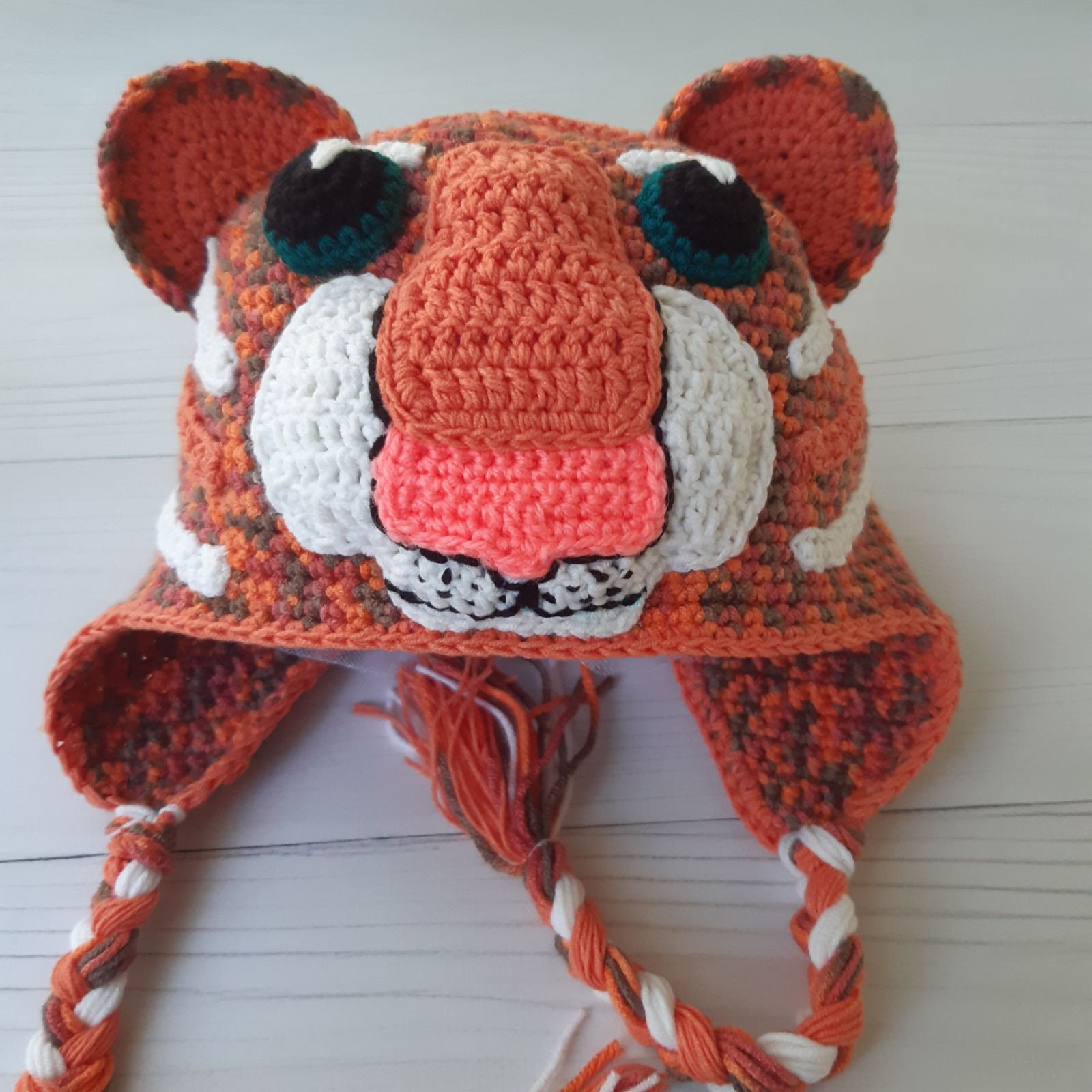 Crochet Pattern Tiger Hat Earflap Hat Crochet Pattern Animal - Etsy