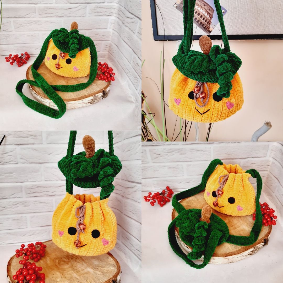 Crossbody Pumpkin Bag Crochet Pattern, Orange Autumn Pumpkin Bag, Small ...