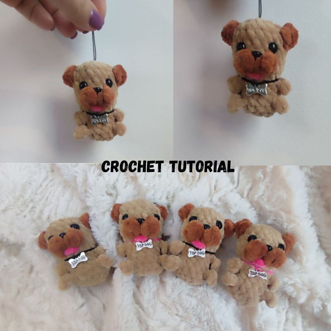 Crochet Mini Pug ,crochet Mini Dog Plushie, Crochet Pug Keychain ...