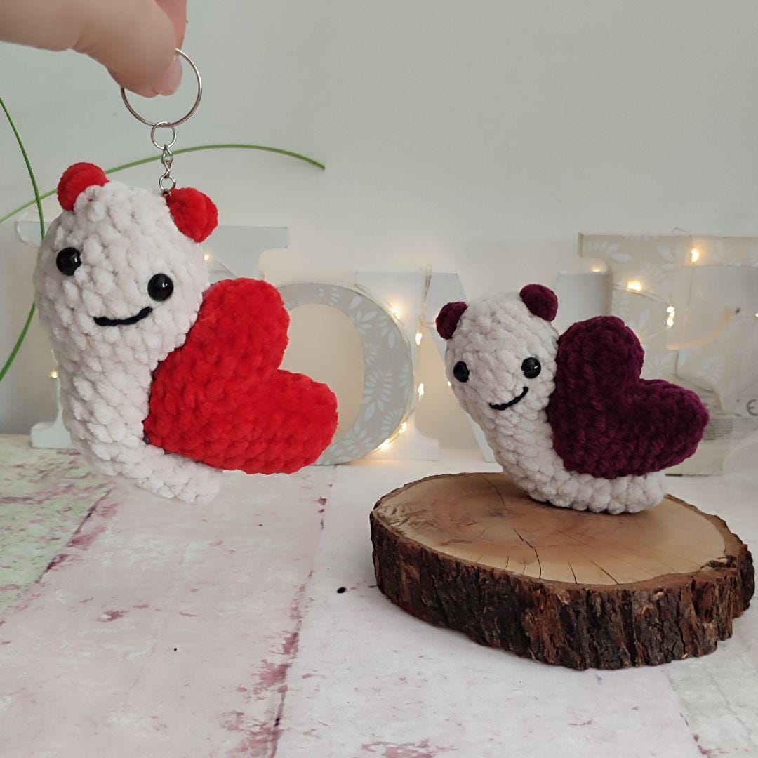 Crochet Plush Snail Amigurumi Heart Snail Pattern Crochet Tutorial ...