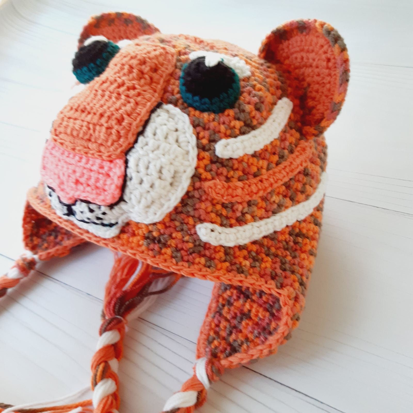 Crochet Pattern Tiger Hat Earflap Hat Crochet Pattern Animal - Etsy