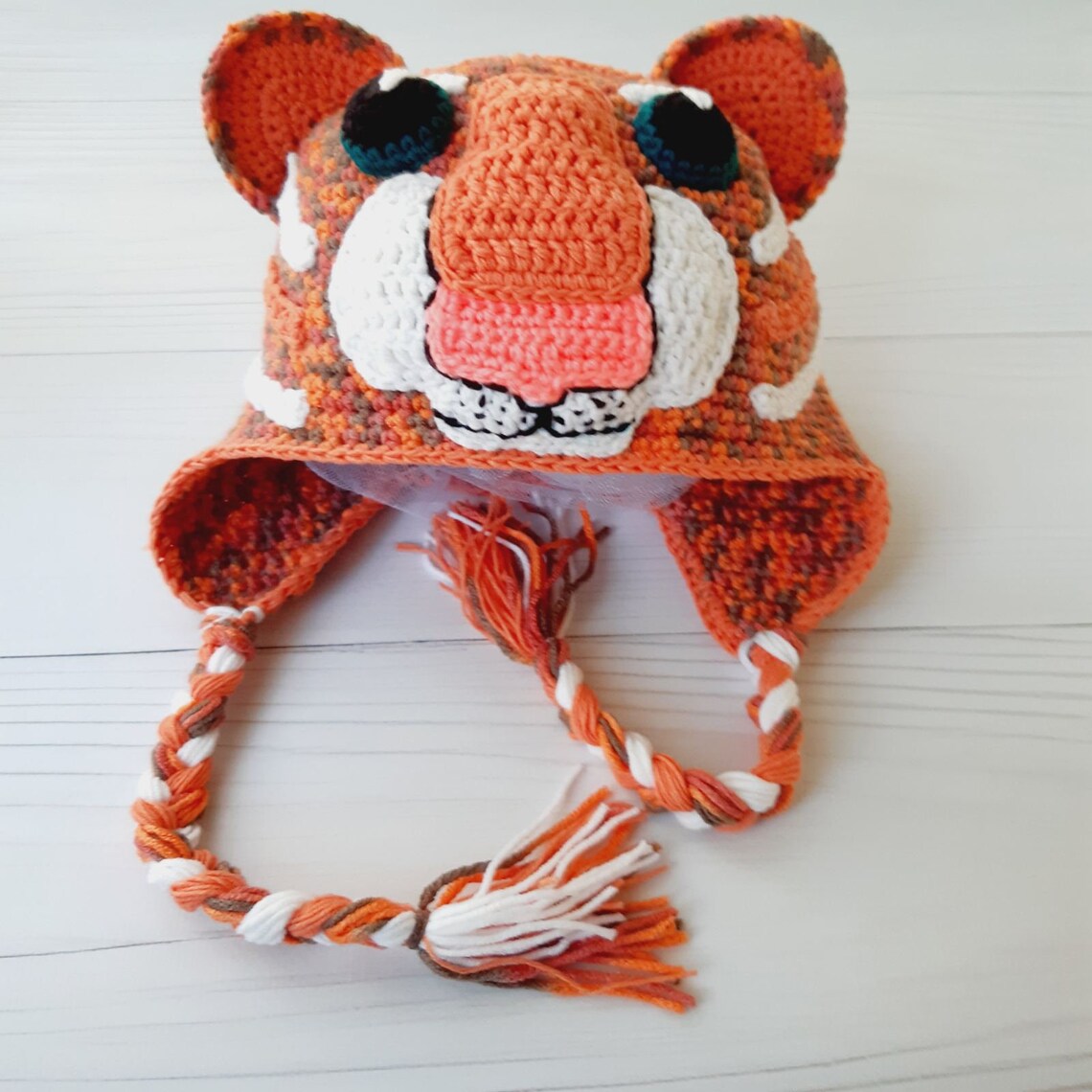 Crochet Pattern Tiger Hat Earflap Hat Crochet Pattern Animal - Etsy