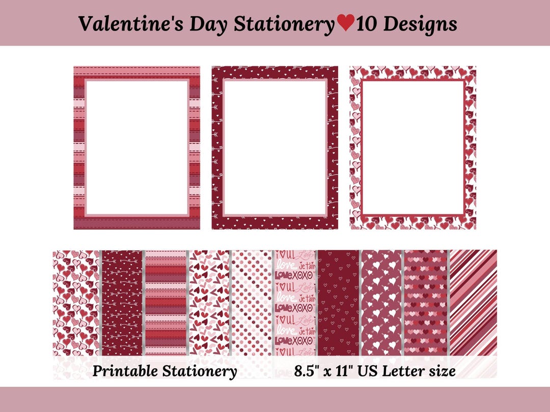 Valentine's Day Stationery, Pink Letter Paper (digital Download) - Etsy