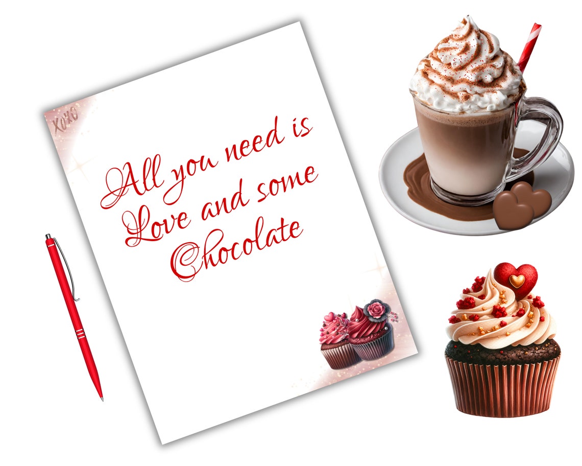 Beautiful Valentine Cupcake Stationery Printables - Etsy