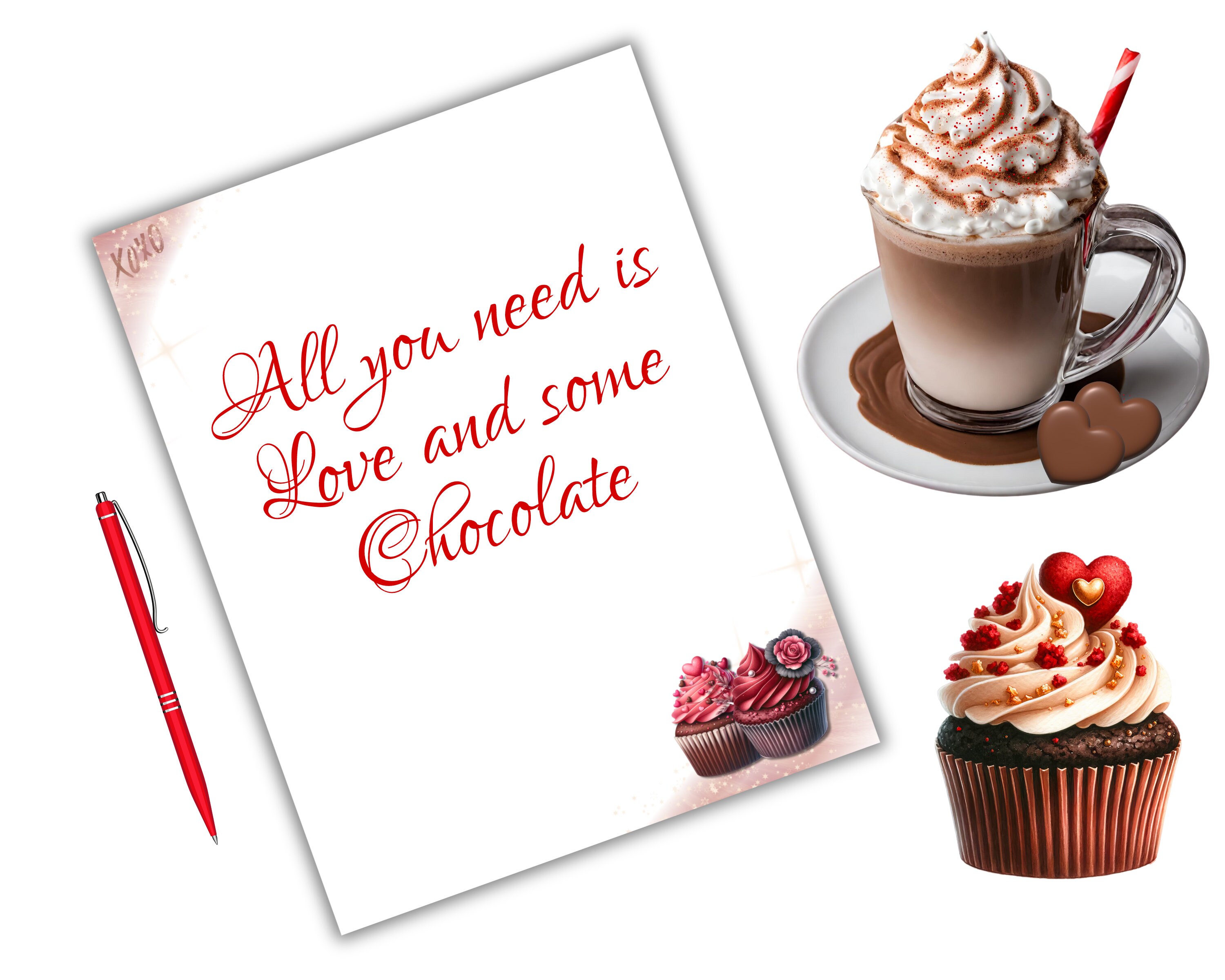 Beautiful Valentine Cupcake Stationery Printables - Etsy