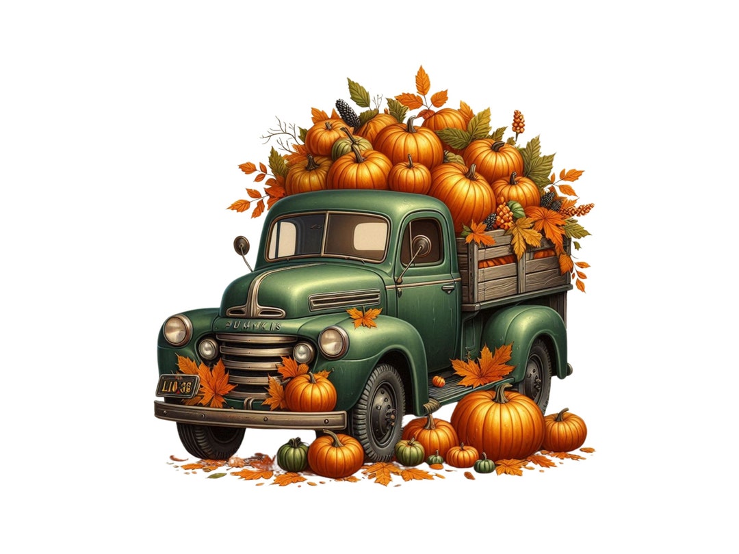 Fall Pumpkin Trucks Clipart, PNG Files, Pumpkins, Clip Art, Digital ...