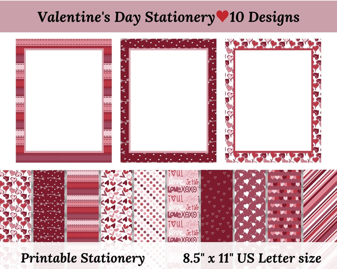 Printable Valentine's Day Stationery, Letter Paper, Cute Valentine ...