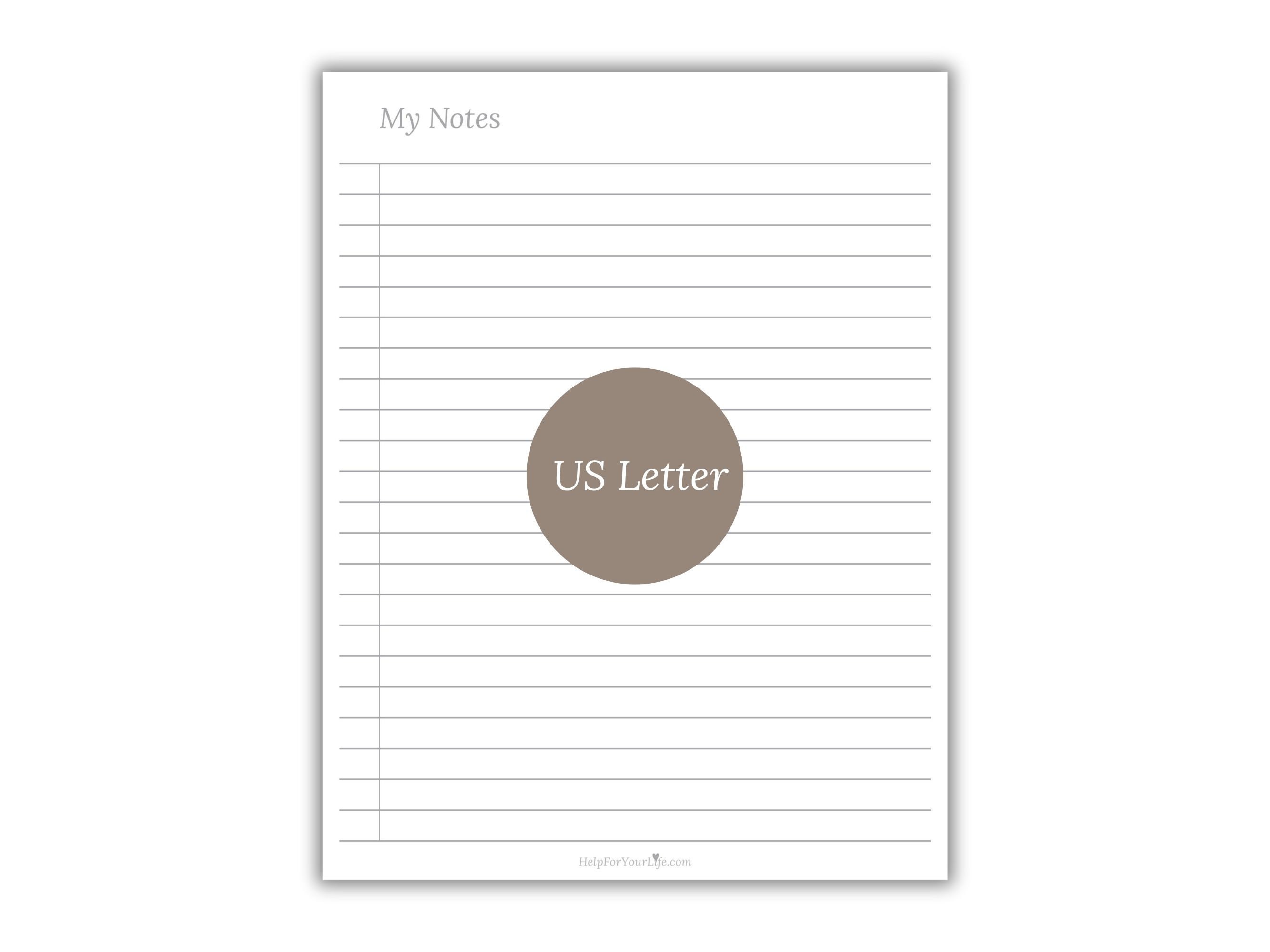 Minimalist Notes Papers, Templates, Printables, Pages, Notes Paper ...