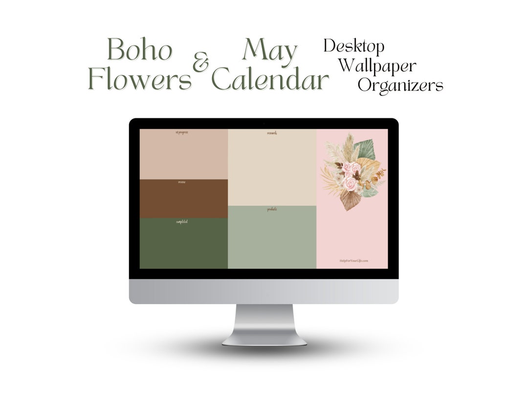 Boho Desktop Wallpaper, Desktop Organizer, Boho, Minimalist, Aesthetic ...