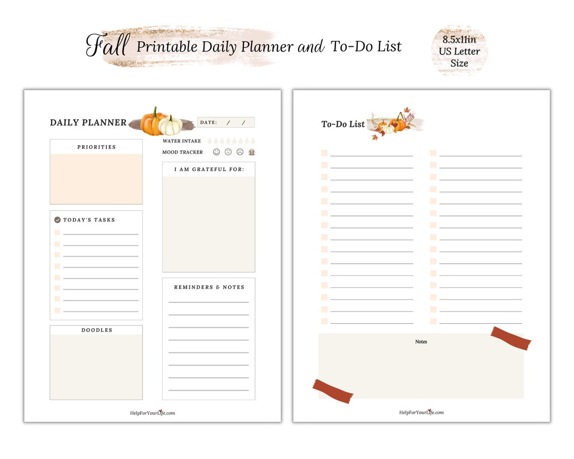 Fall Printable Printable Planner to Do List to Do List Printable to Do ...