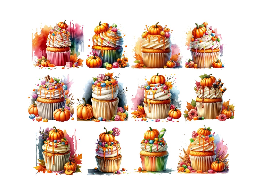 Fall Cupcakes Clipart – Autumn PNG Images (digital Download) - Etsy