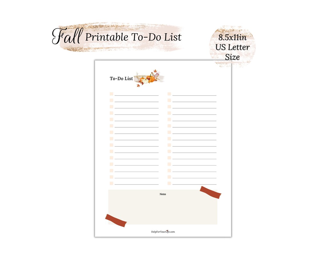 Fall Printable Printable Planner to Do List to Do List Printable to Do ...