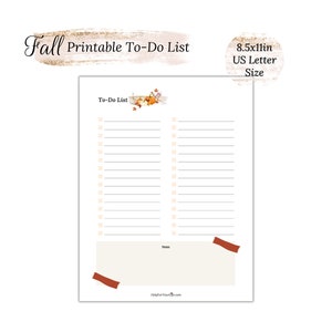 Fall Printable Printable Planner to Do List to Do List Printable to Do ...