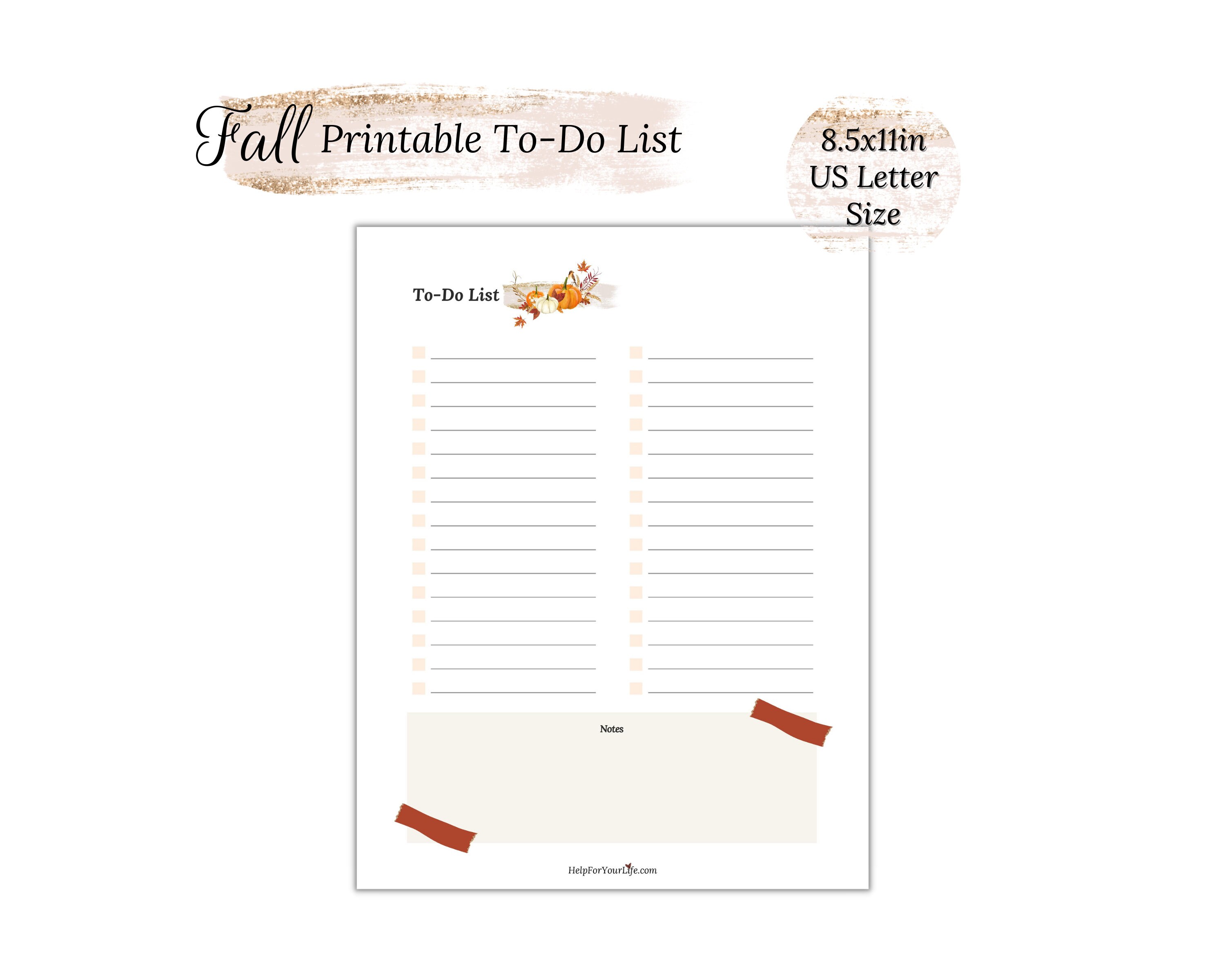 Fall Printable Printable Planner to Do List to Do List Printable to Do ...